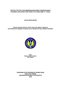 FAKTOR–FAKTOR YANG MEMPENGARUHI MINAT BERWIRAUSAHA DI BIDANG JASA BOGA PADA SISWA TATA BOGA SMK ...